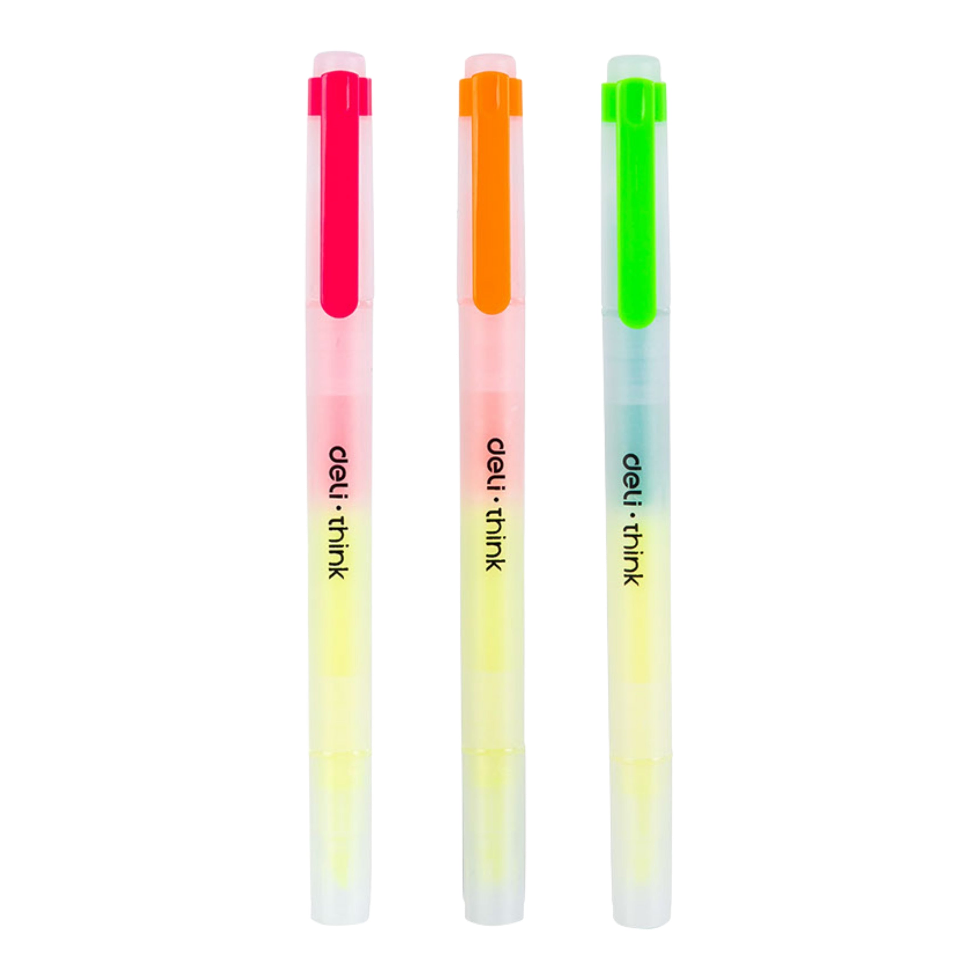 Marca Texto Deli Think Duplo Neon – Amarelo Neon + Laranja/Verde/Rosa ...